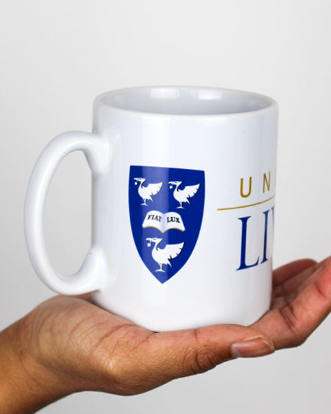 University crested white mug – Liverpool Guild of Students